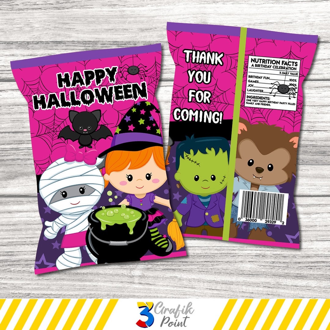Custom Halloween Chip Bag Printable: Birthday Party Favor (PDF) - Etsy ...
