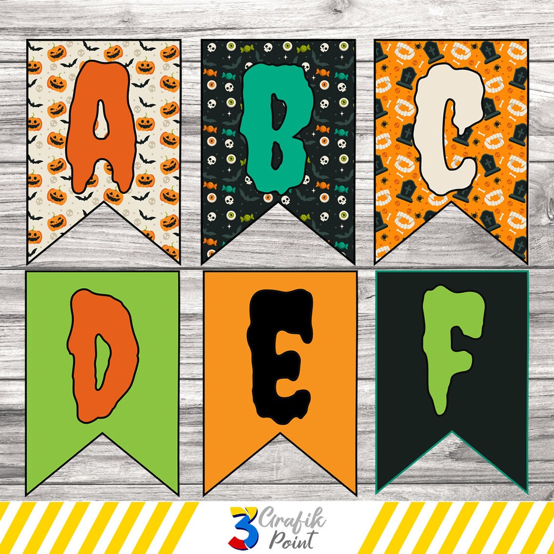 Editable Halloween BANNER TEMPLATE, Halloween Bunting Display Banners ...