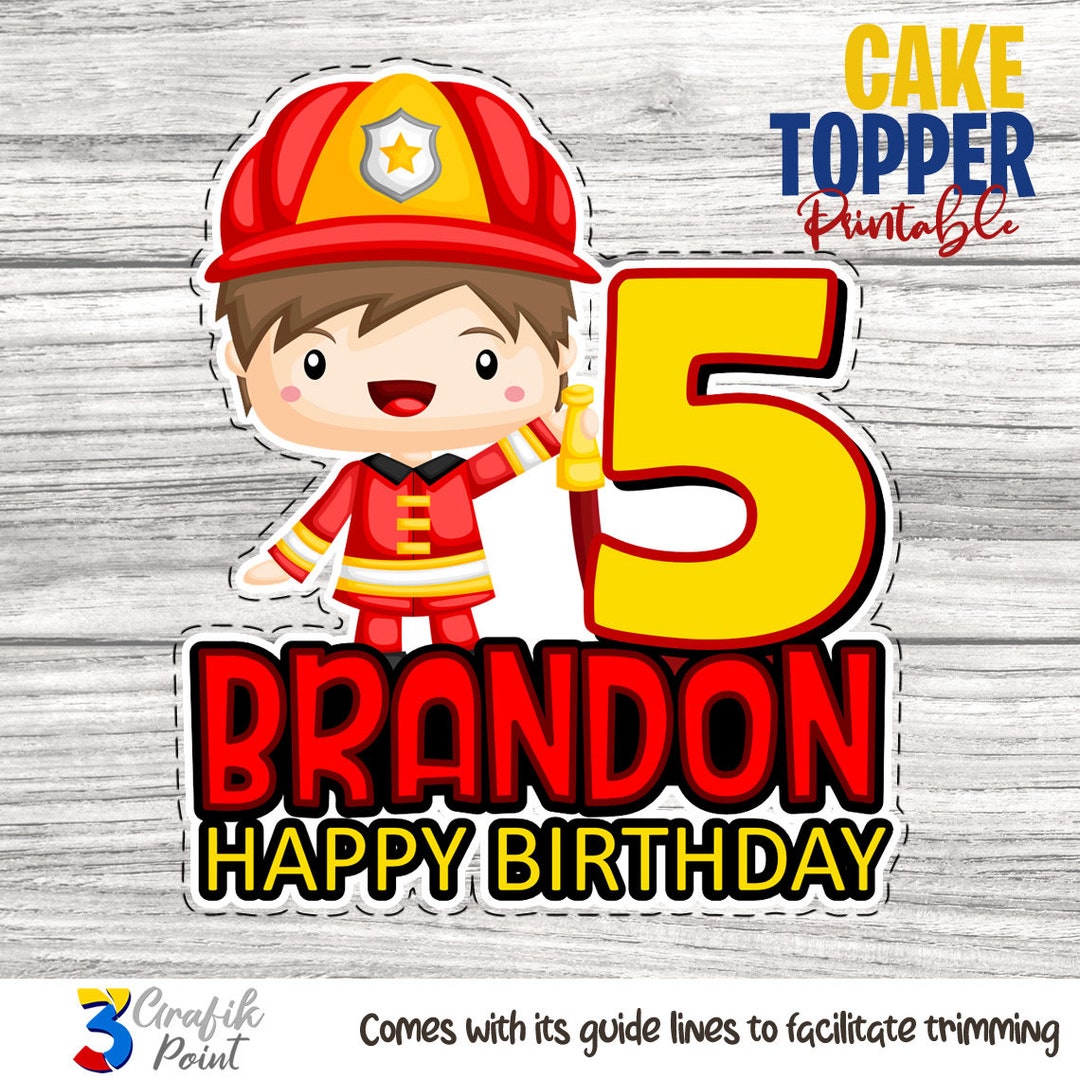 Firefighter Cake Topper, Firefighter Party Cake Toppers, Firefighter ...