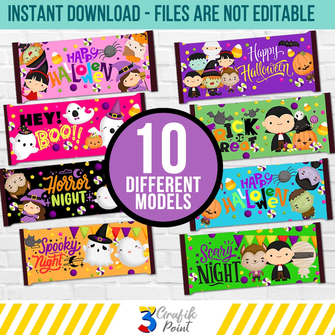 Halloween Candy Wrapper, Halloween Candy Labels, Halloween Chocolate ...