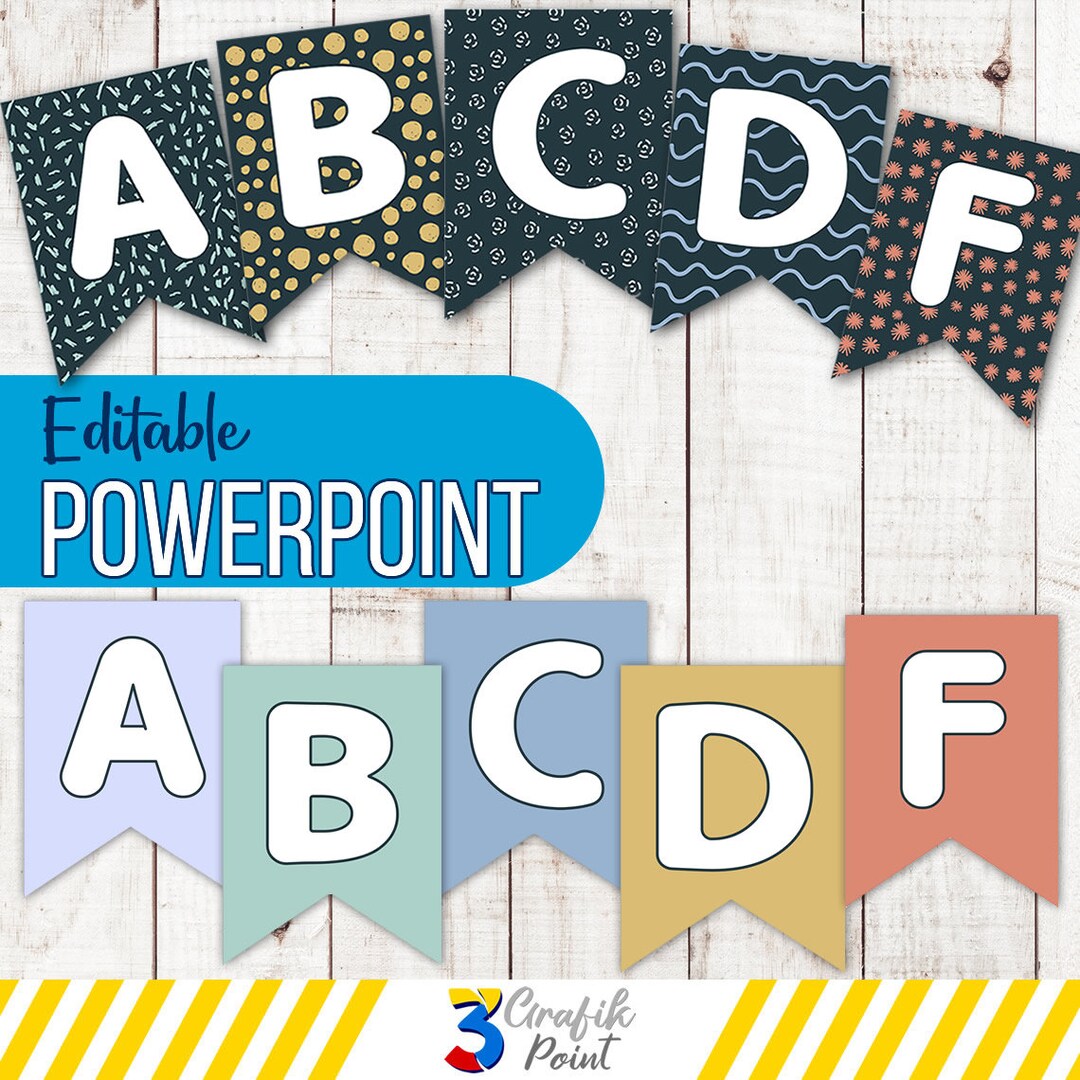 Editable BANNER TEMPLATE, Bunting Display Banners, Printable Alphabet ...