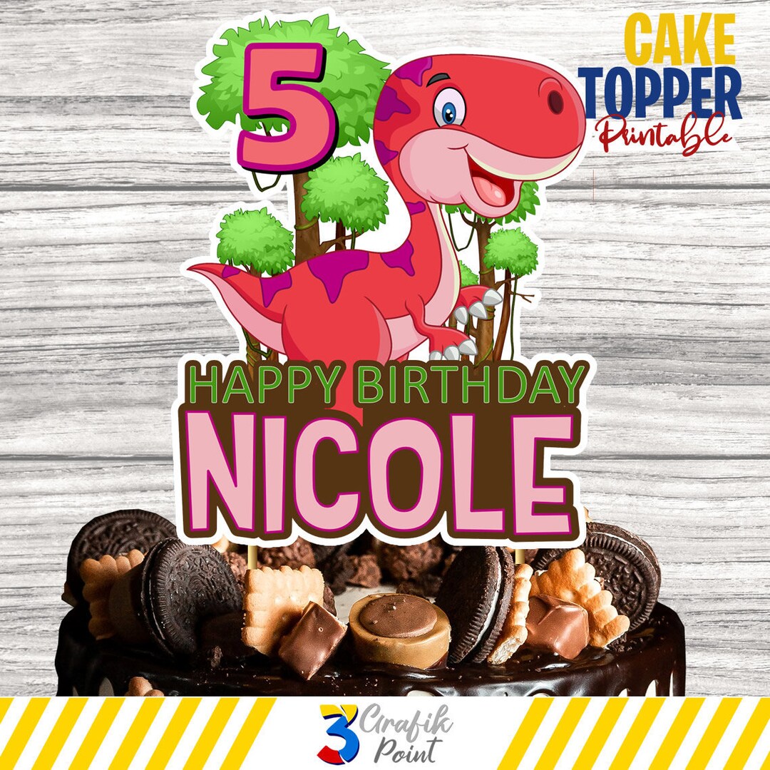 Dinosaur Cake Topper Printable T-rex Cake Topper Jurassic - Etsy