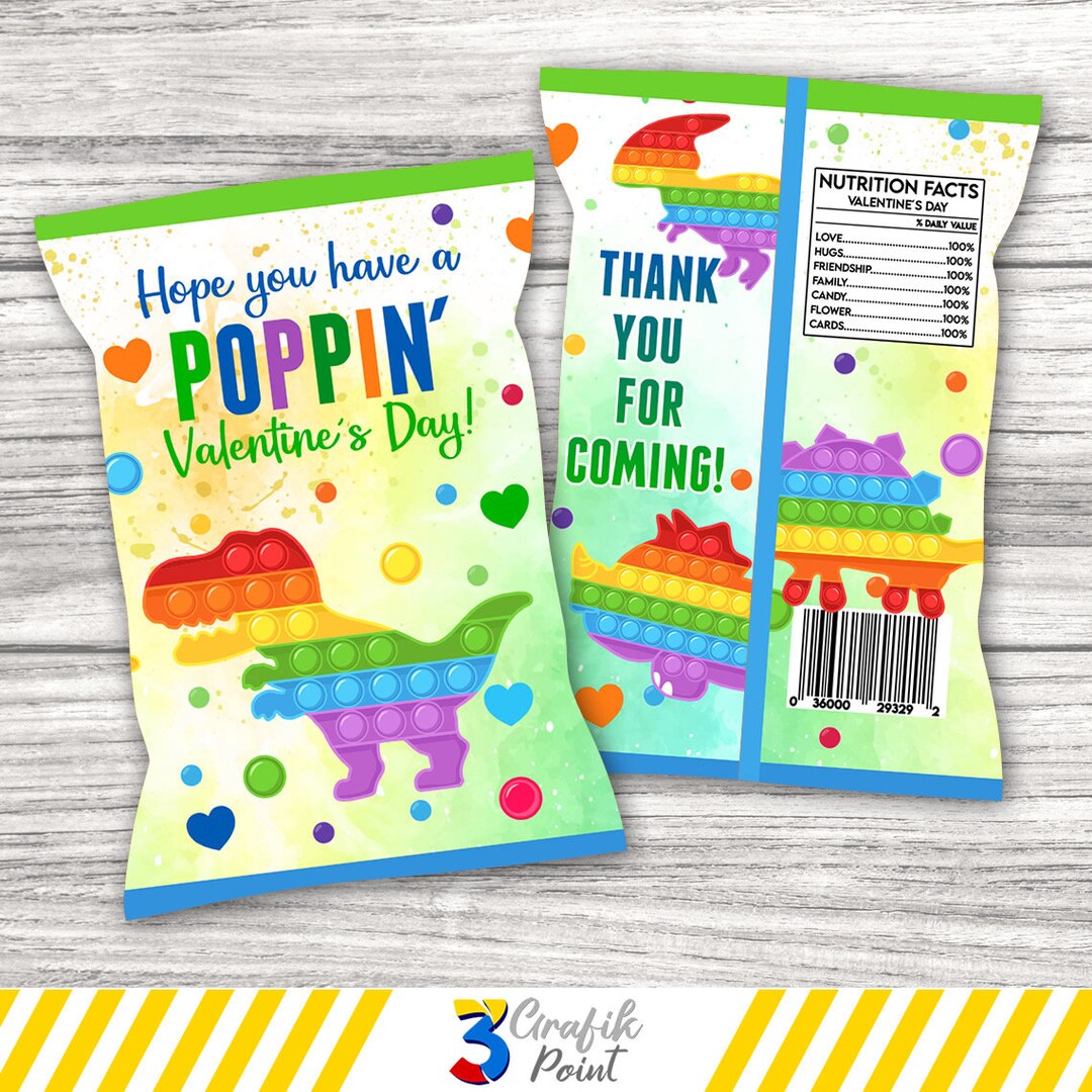 Dinosaur Pop It Chip Bag, Pop Fidget Chip Bag, Pop It Fidget Toy Topper ...