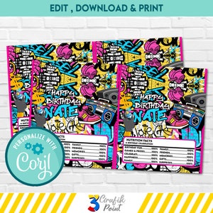 Editable Hip Hop Candy Wrapper Template, Graffiti Candy Label, Party ...