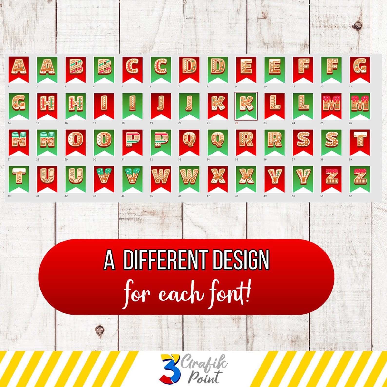 Christmas Alphabet Banner Template: Printable Bunting (PDF) - Etsy