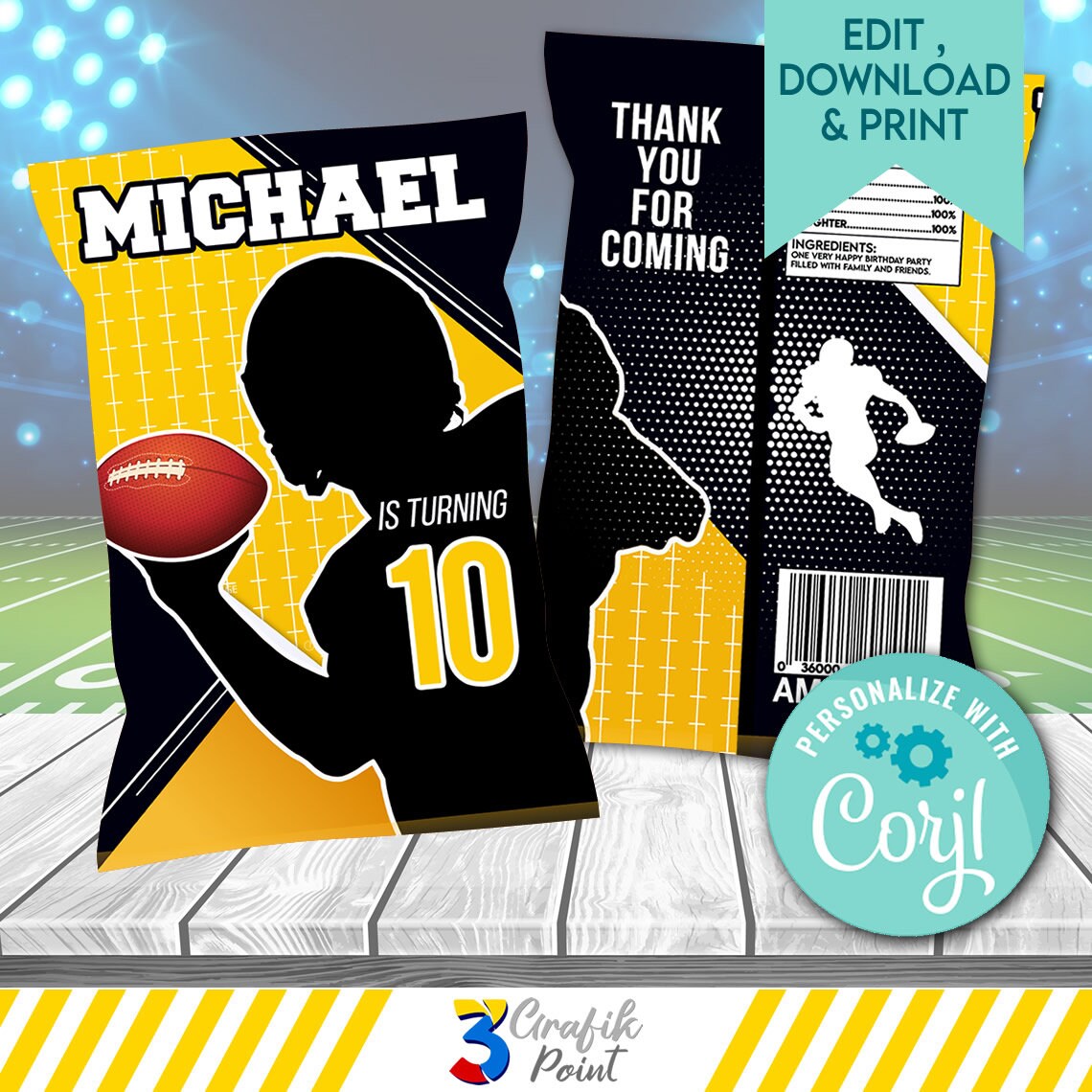 Editable Template Football Chip Bag Football Birthday Chip - Etsy