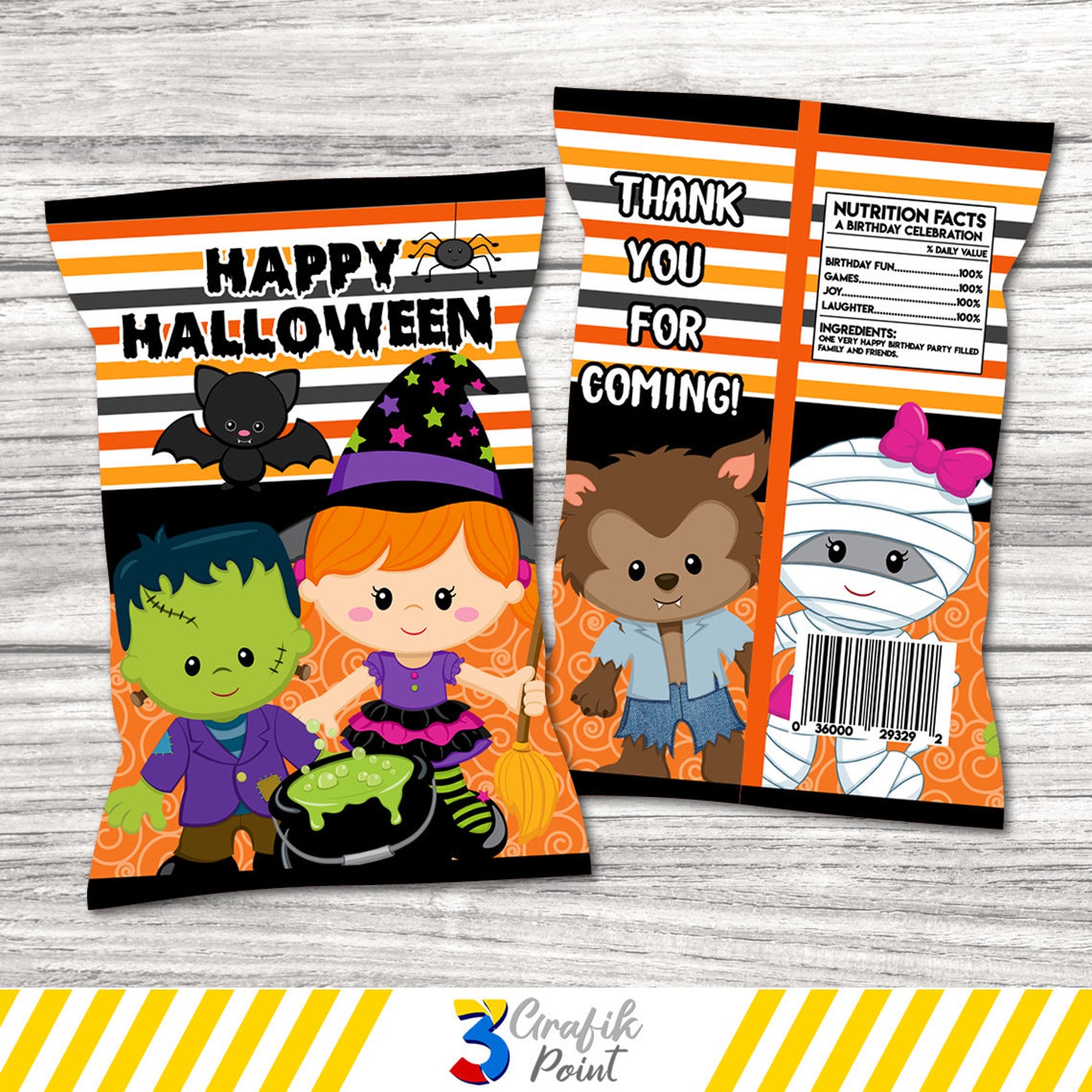 Halloween Chip Bag printable Halloween Favor Bag Halloween | Etsy