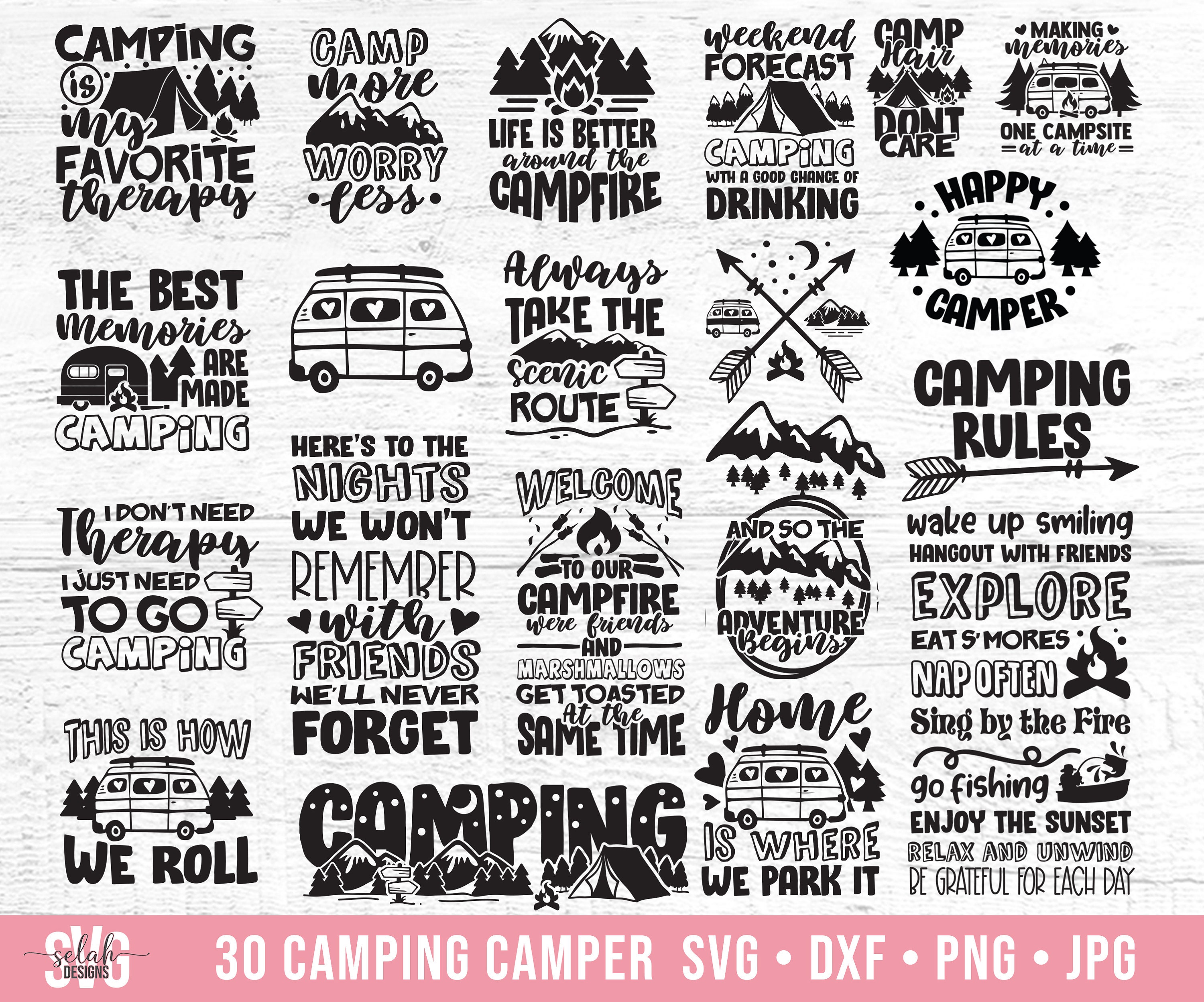 Camping Bucket Camping Bucket Svg Camping Bucket Bundle Led Etsy