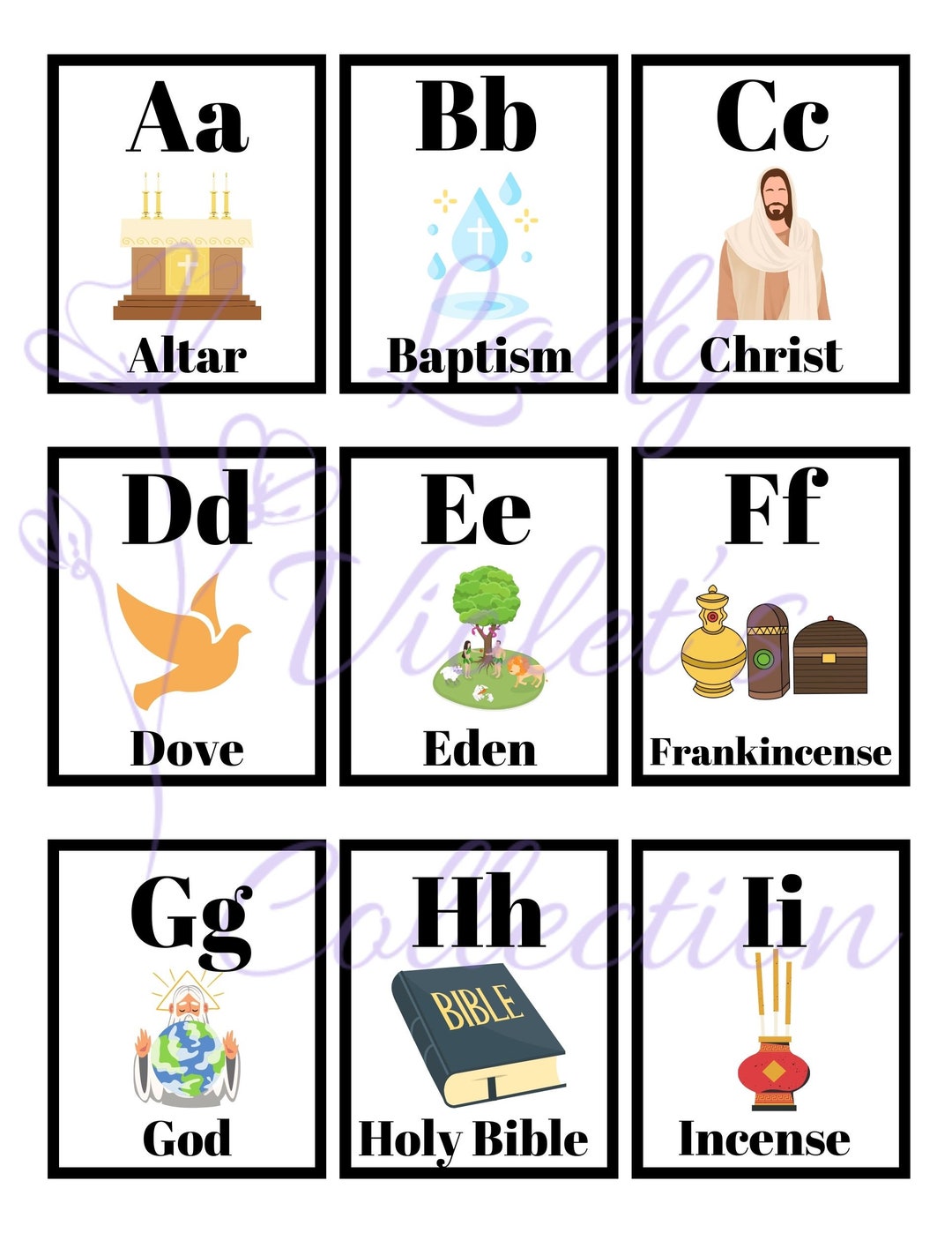 Church Alphabet Flash Cards PDF - Etsy