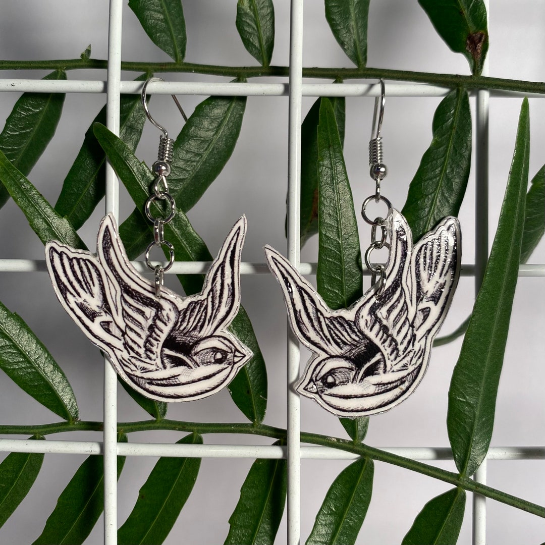 Harry Styles Bird Tattoo Earrings - Etsy