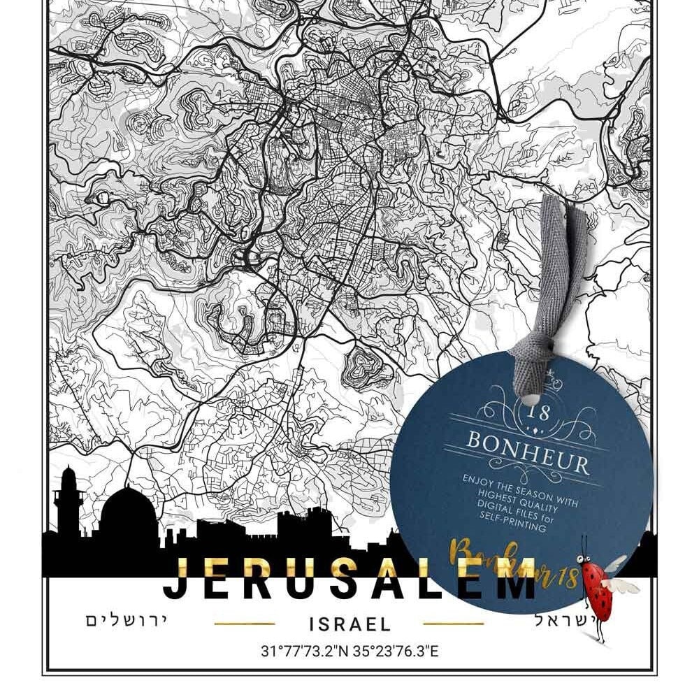 Map of Jerusalem,map of Israel, Poster, Jpg,poster,download,a1 to A4 ...