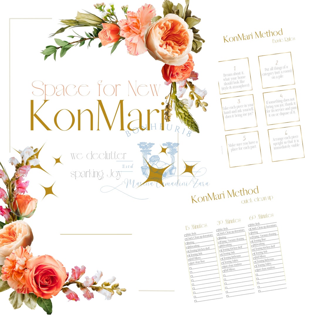 Konmari Method Decluttering Checklist: Home Cleaning Planner (PDF ...
