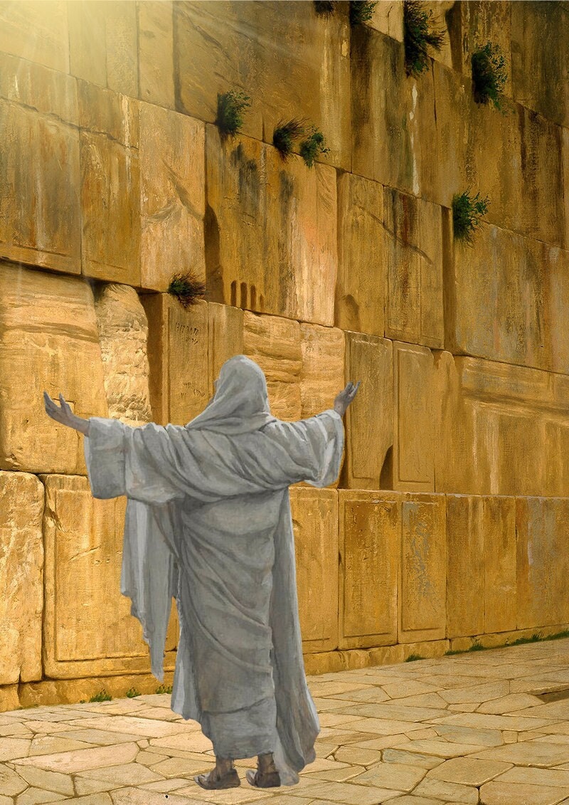 Jesus Christ Art Download, Yeshua Praying at the Kotel,israel,jerusalem ...