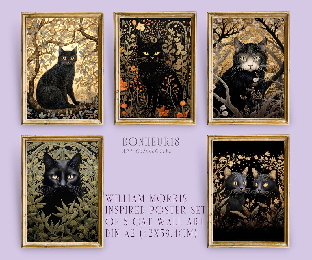 William Morris Inspired Cat | Download | Poster | Wallpaper |A2| JPG ...