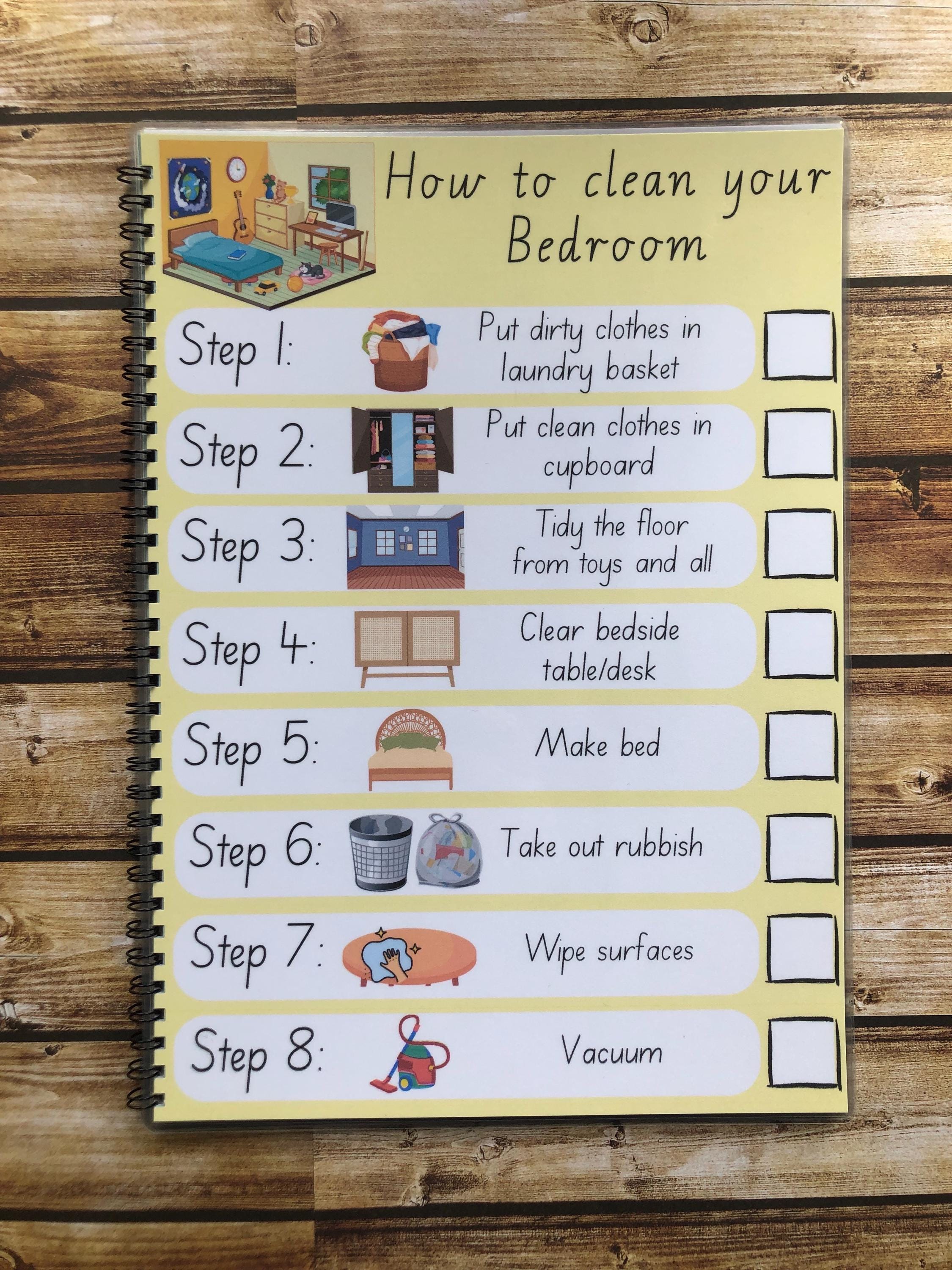 Cleaning Checklist With Pictures, Adhd Cleaning Checklist, Autism ...