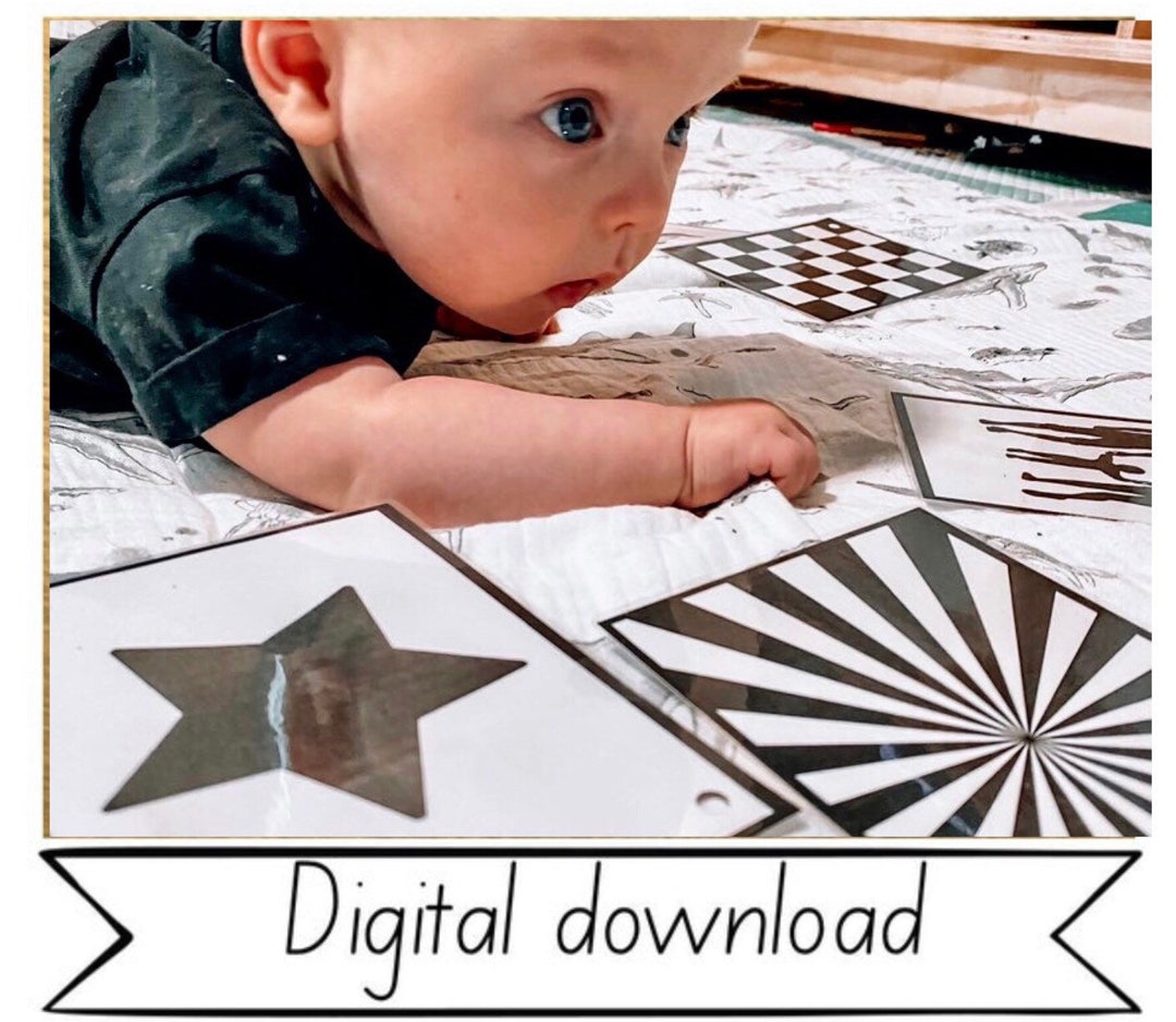 Newborn Sensory Flashcards, Black and White Flashcards, High Contrast ...