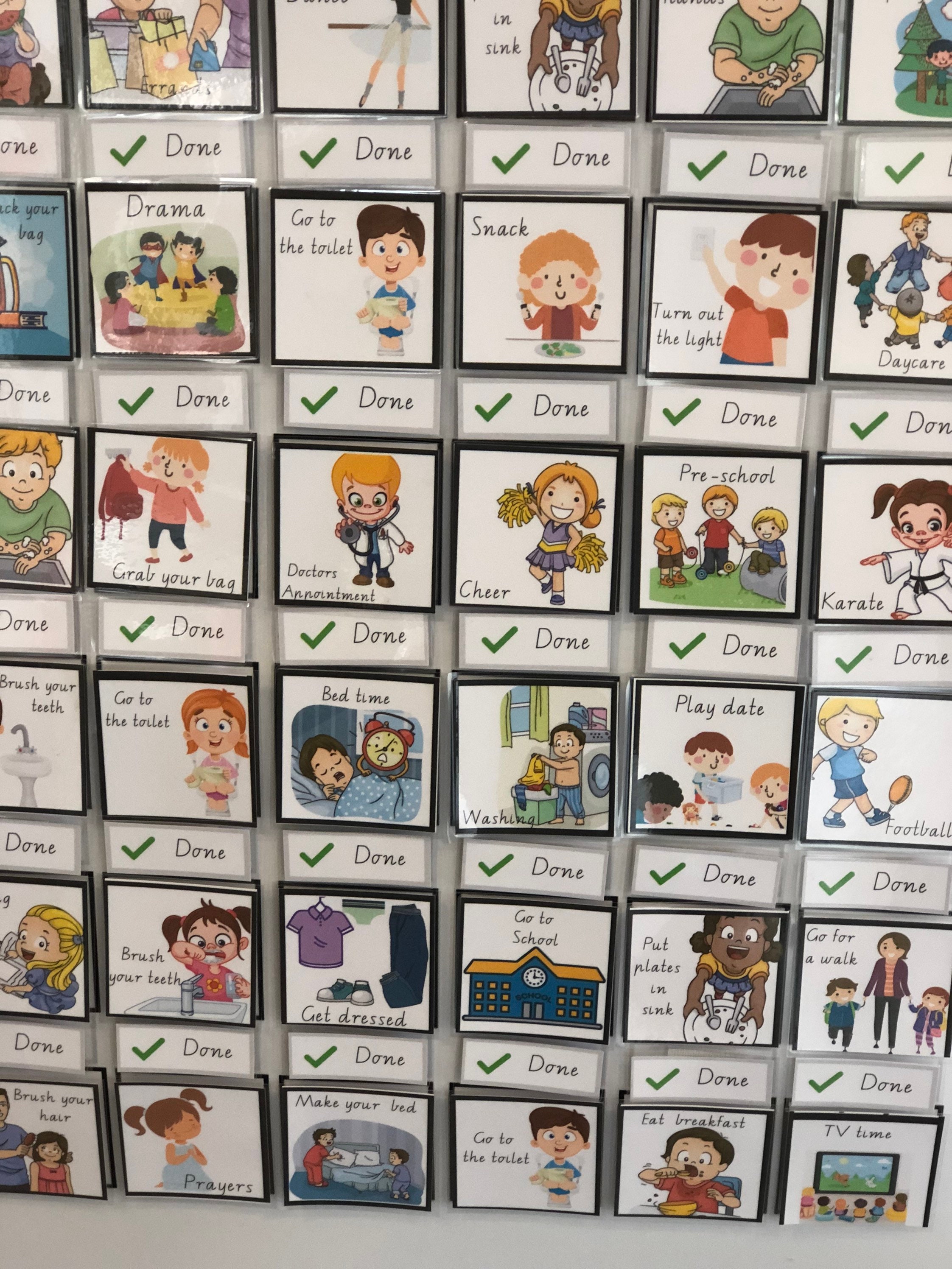 Visual Schedule, Kids Chore Chart With Pictures, Morning Routine ...