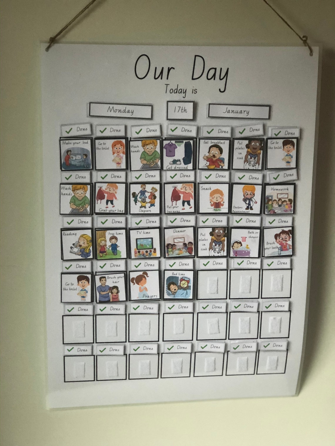 Visual Schedule Kids Chore Chart With Pictures Morning - Etsy
