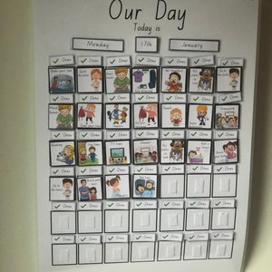 Visual Schedule, Kids Chore Chart With Pictures, Morning Routine ...