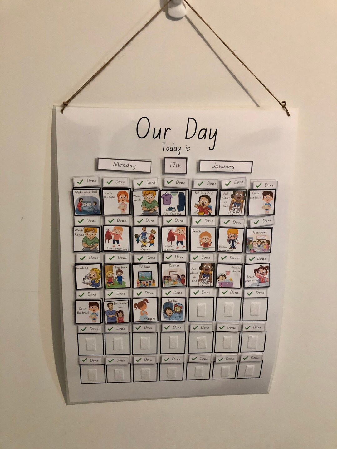 Visual Schedule, Kids Chore Chart With Pictures, Morning Routine ...