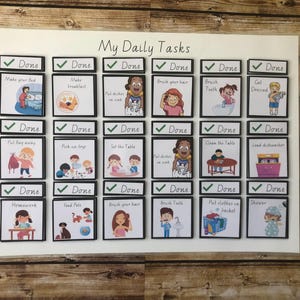 Visual Schedule, Kids Chore Chart With Pictures, Morning Routine ...