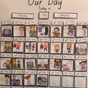 Visual Schedule, Kids Chore Chart With Pictures, Morning Routine ...