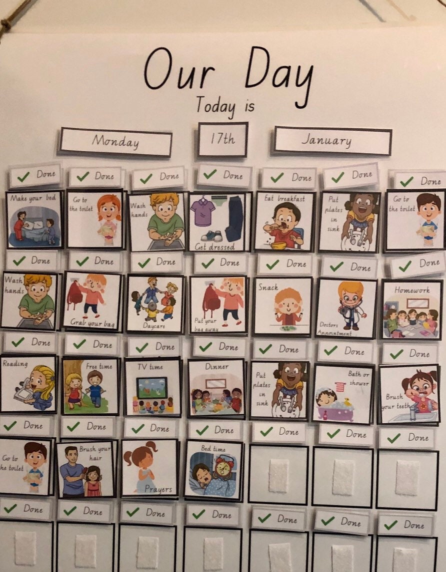 Visual Schedule Kids Chore Chart With Pictures Morning - Etsy