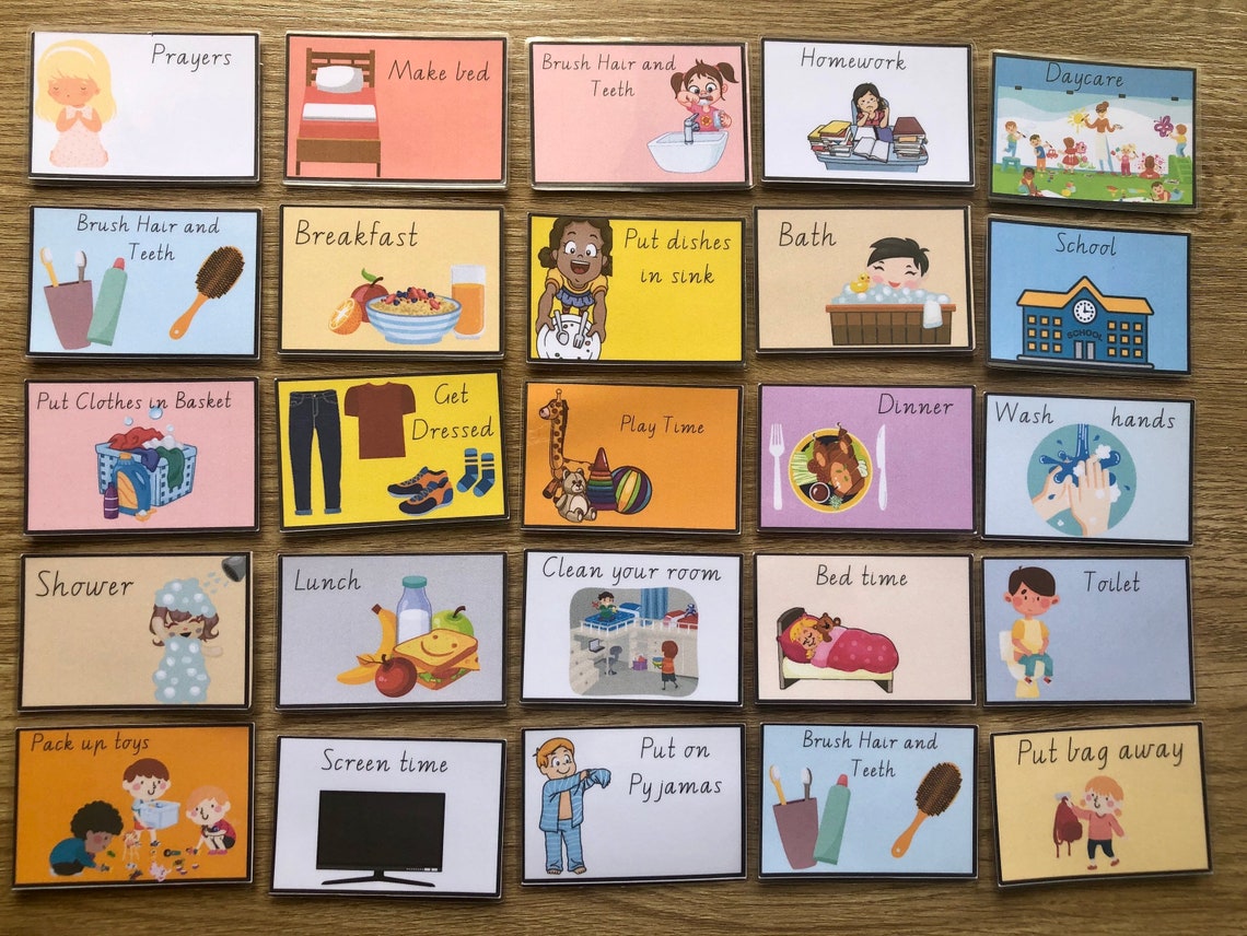 Daily Routine Set, Kids Morning Routine Chart, Digital Resource ...