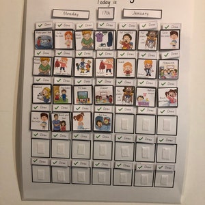Visual Schedule, Kids Chore Chart With Pictures, Morning Routine ...