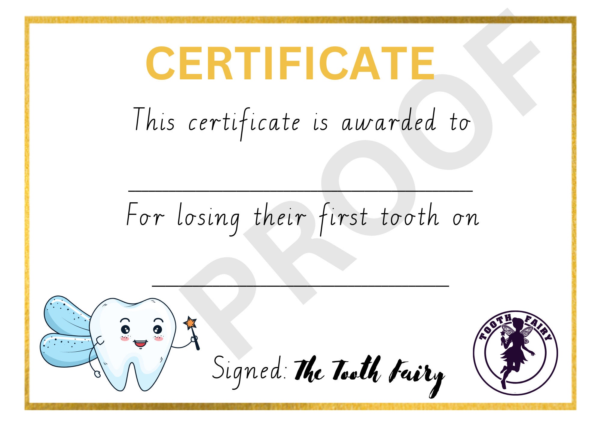 Tooth Fairy Certificate, Tooth Fairy Printable, Tooth Fairy Note, First ...