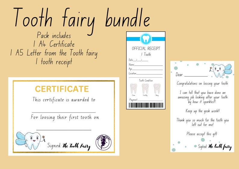 Tooth Fairy Certificate, Tooth Fairy Printable, Tooth Fairy Note, First ...