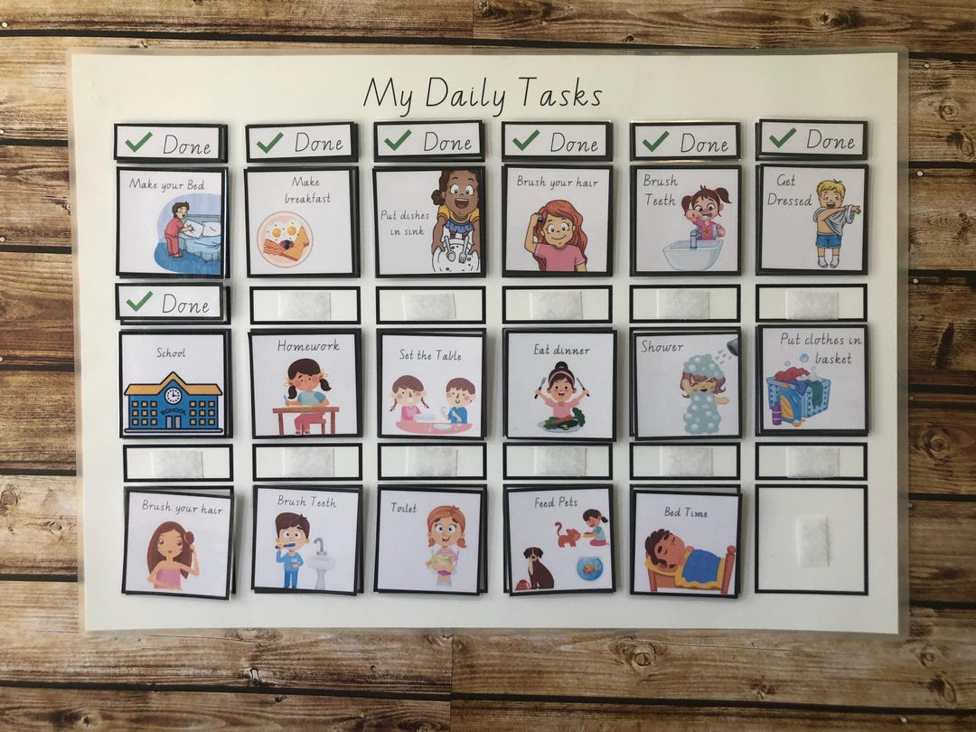 A3 Daily Tasks Visual Aid Poster, Children's Routine Planner With ...
