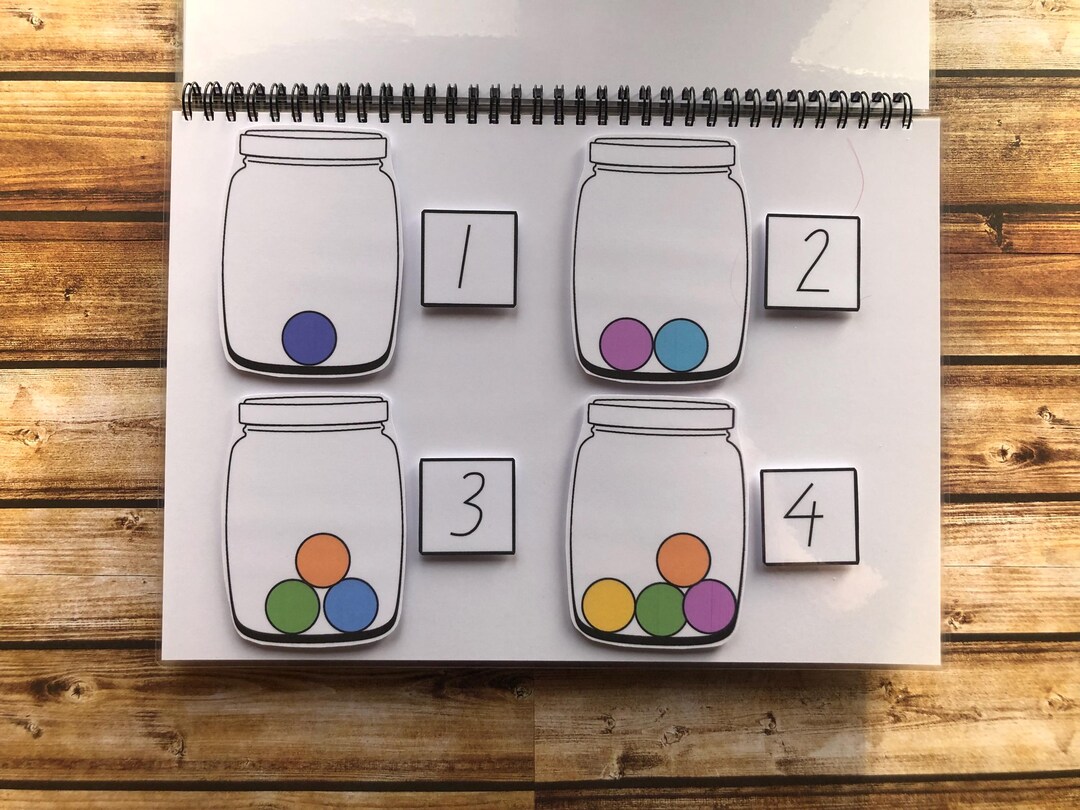 Counting Jars, Busy Bag, Counting Practice 1-20, Busy Book, Preschool ...