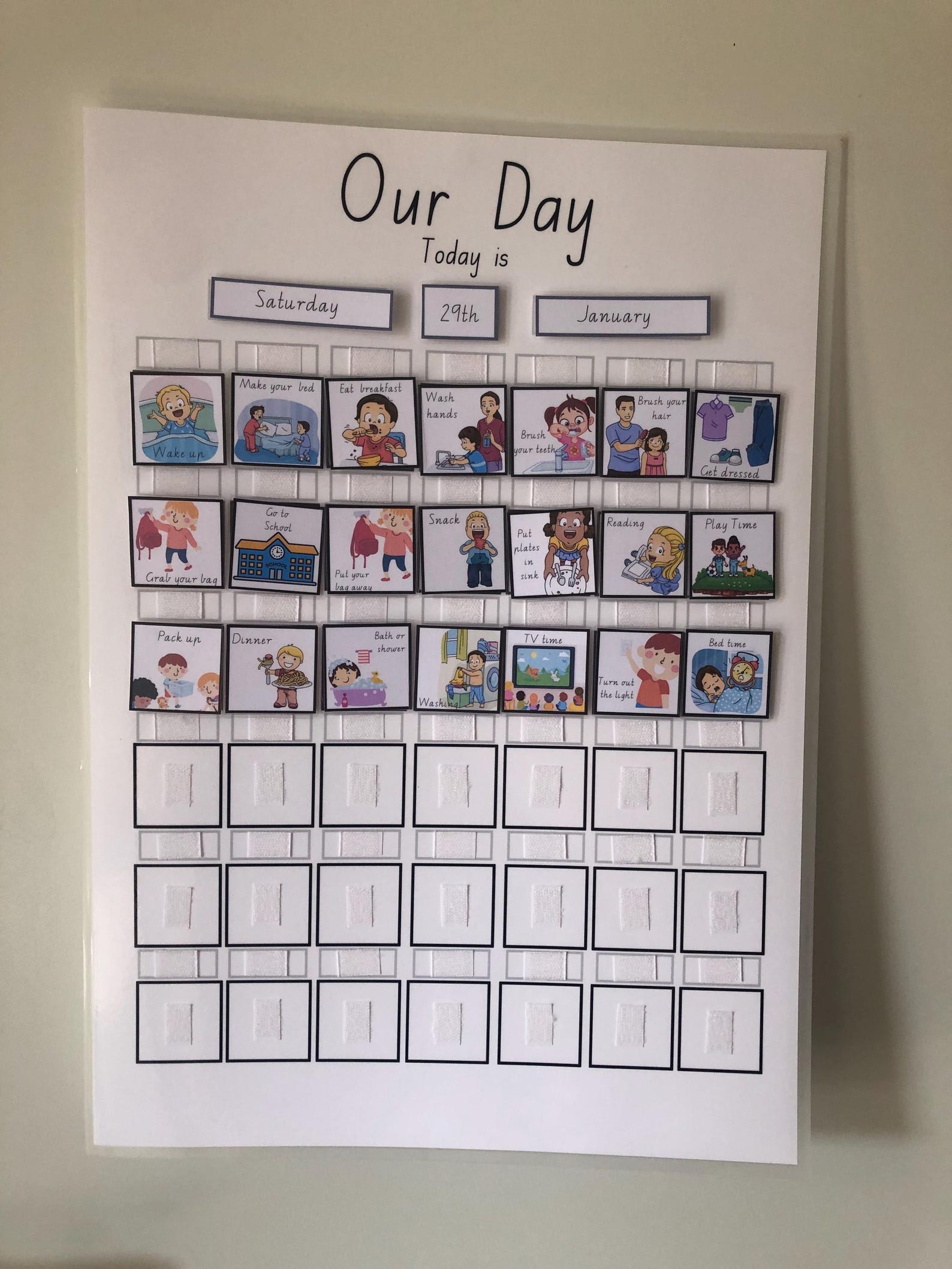 A2 Kids Visual Chore Chart With Pictures, Morning Routine Checklist ...