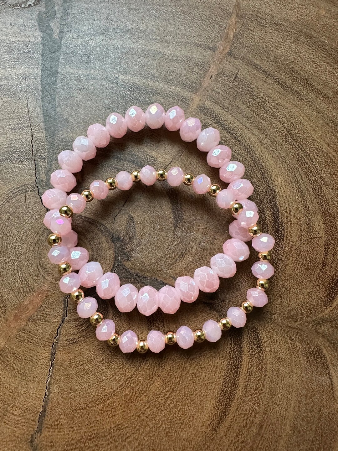 Pink & Gold Bracelet Set - Etsy