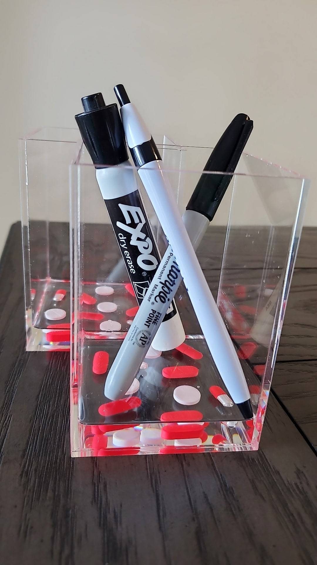 DISCOUNTED* Red and White Pill Pen Holder - Etsy