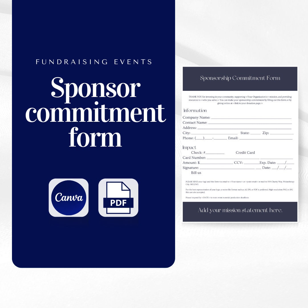 Fundraising Event Sponsor Commitment Form Template | Reply Card | Event Sponsor | Corporate ...