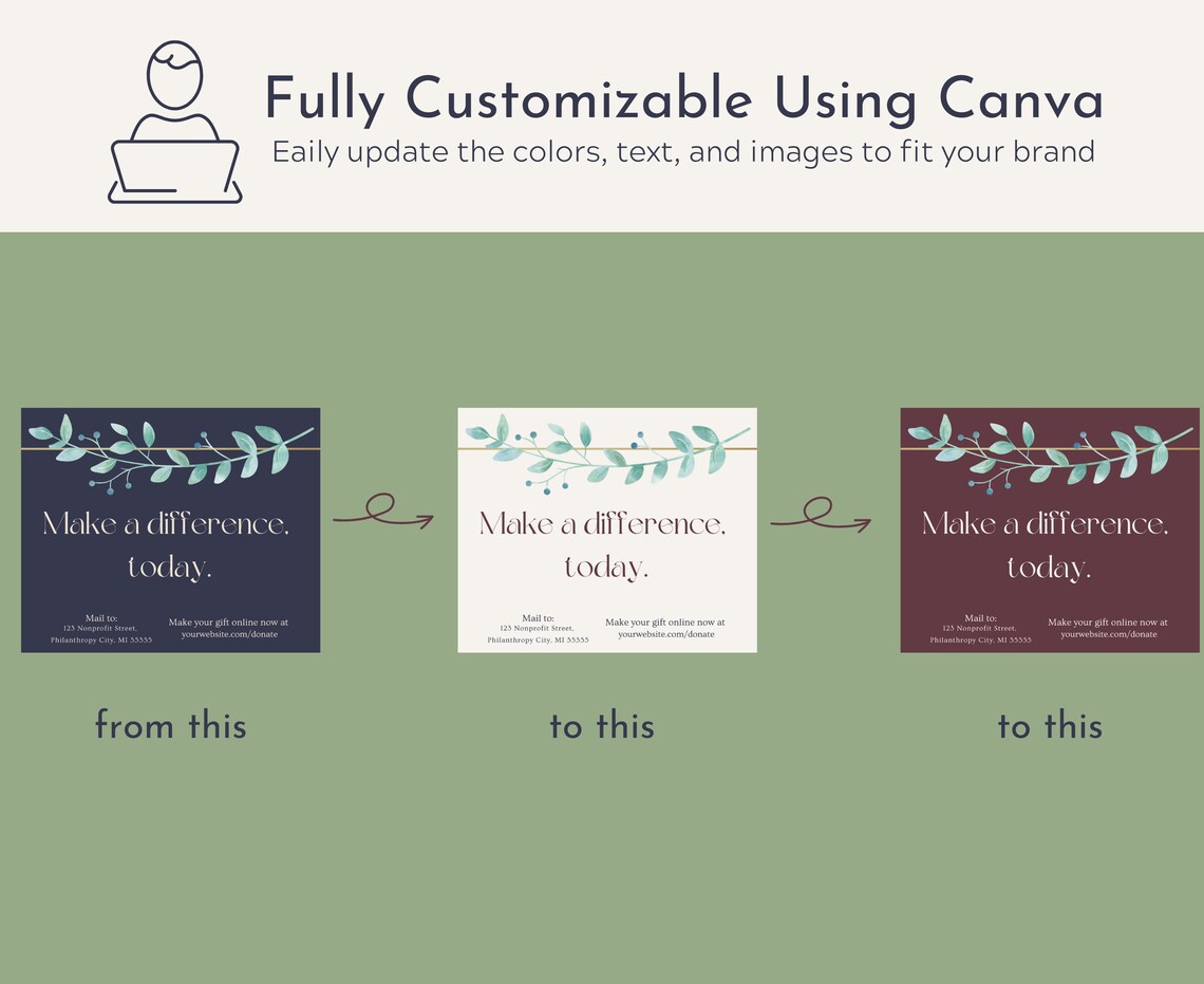 Donation Response Card Three Styles Editable and Customizable in Canva ...
