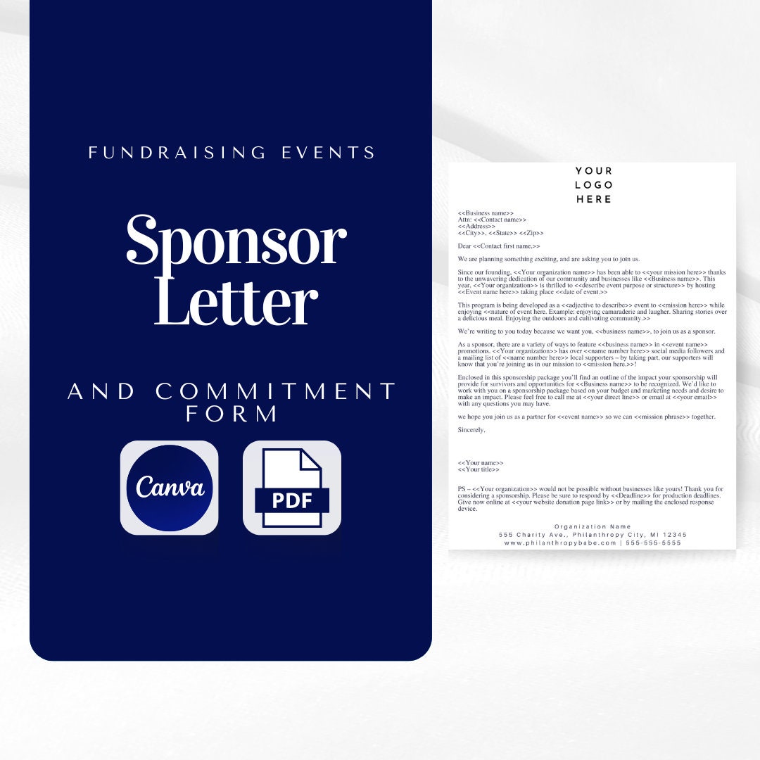 Fundraising Event Sponsor Letter Template With Commitment Form (canva ...