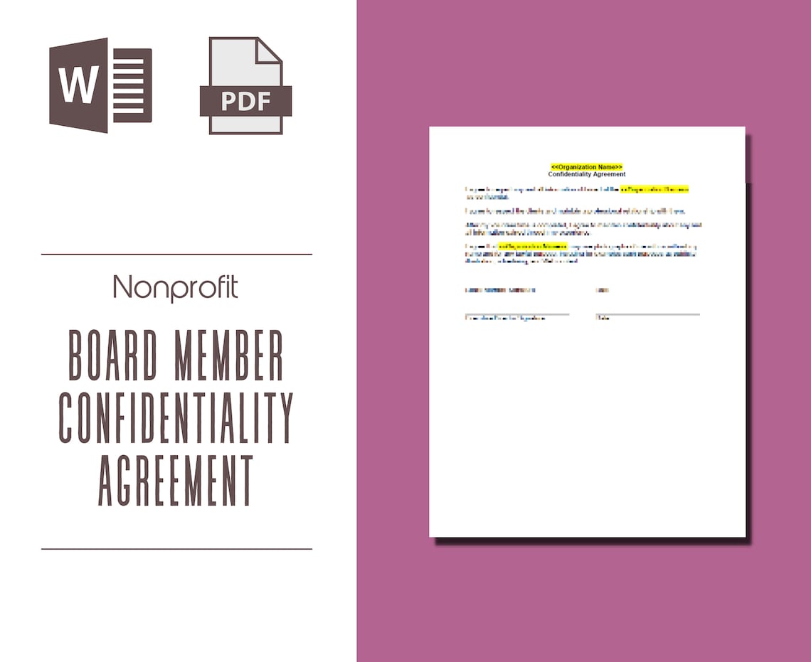 Board Member Confidentiality Agreement Volunteer - Etsy