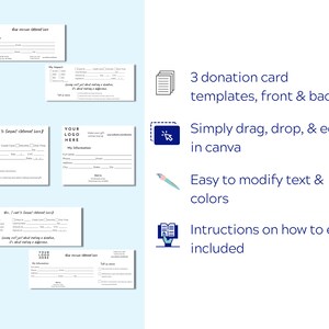 Donation Response Card | Three Styles | Editable and Customizable in ...