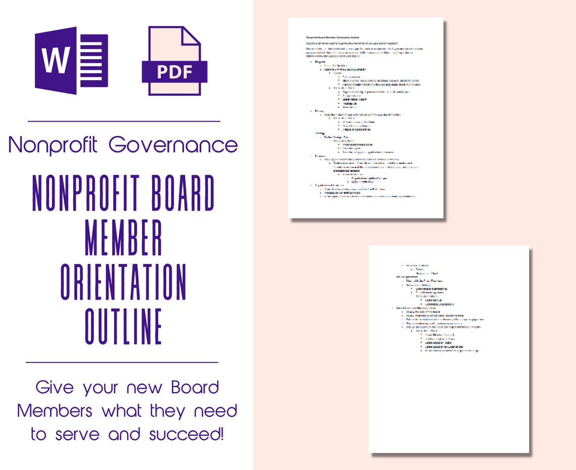 Nonprofit Board Member Orientation Outline Nonprofit | Etsy