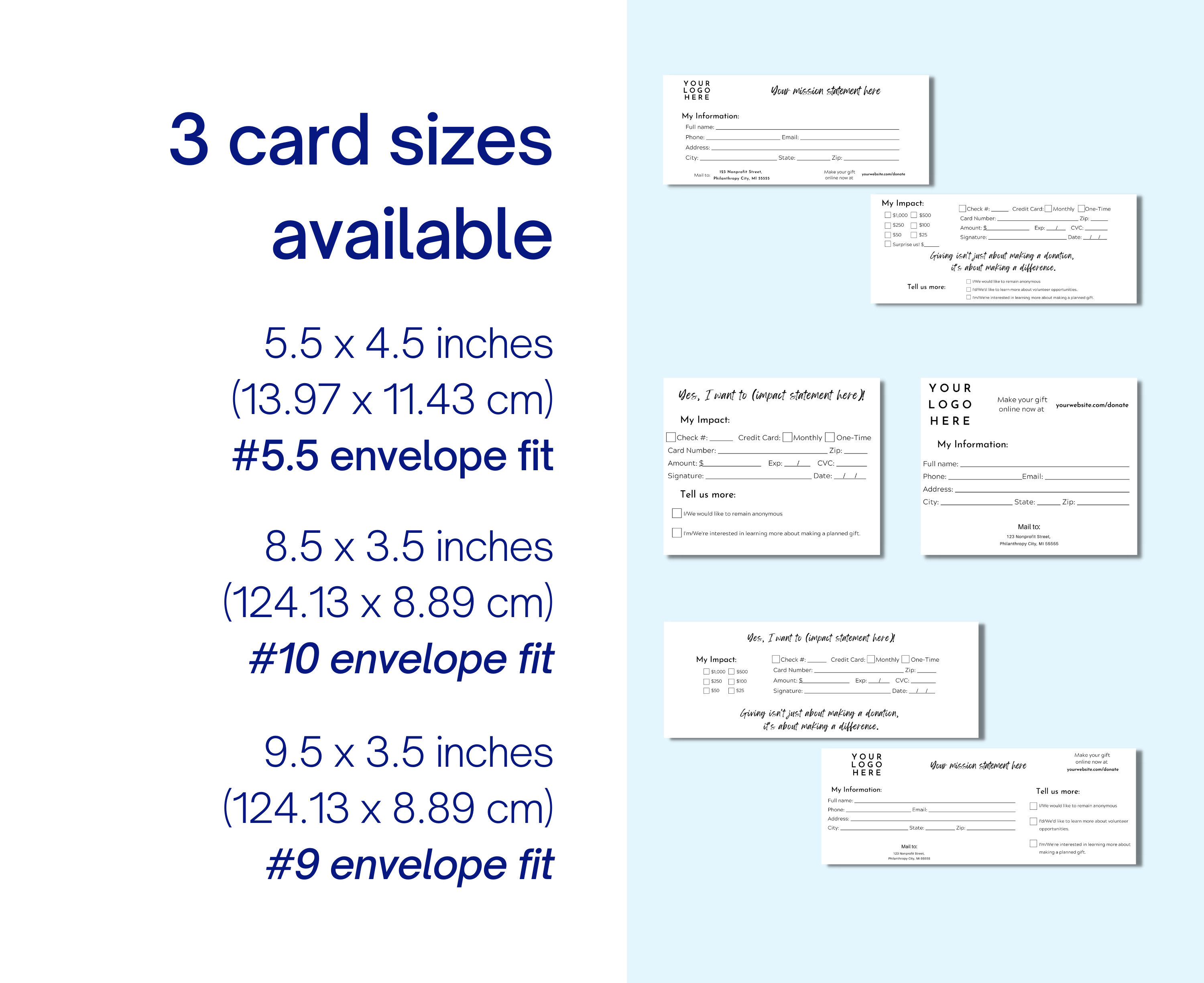 Donation Response Card | Three Styles | Editable and Customizable in ...