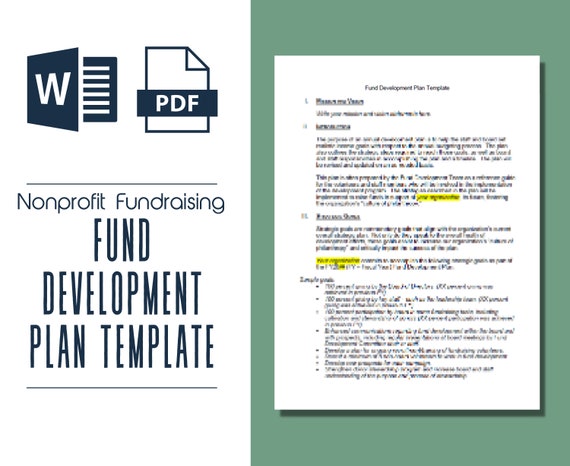 Fund Development Plan Template Annual Fundraising Plan - Etsy Canada