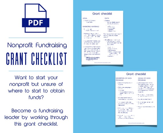 Grant Checklist Grant Management Nonprofit Grant Proposal - Etsy