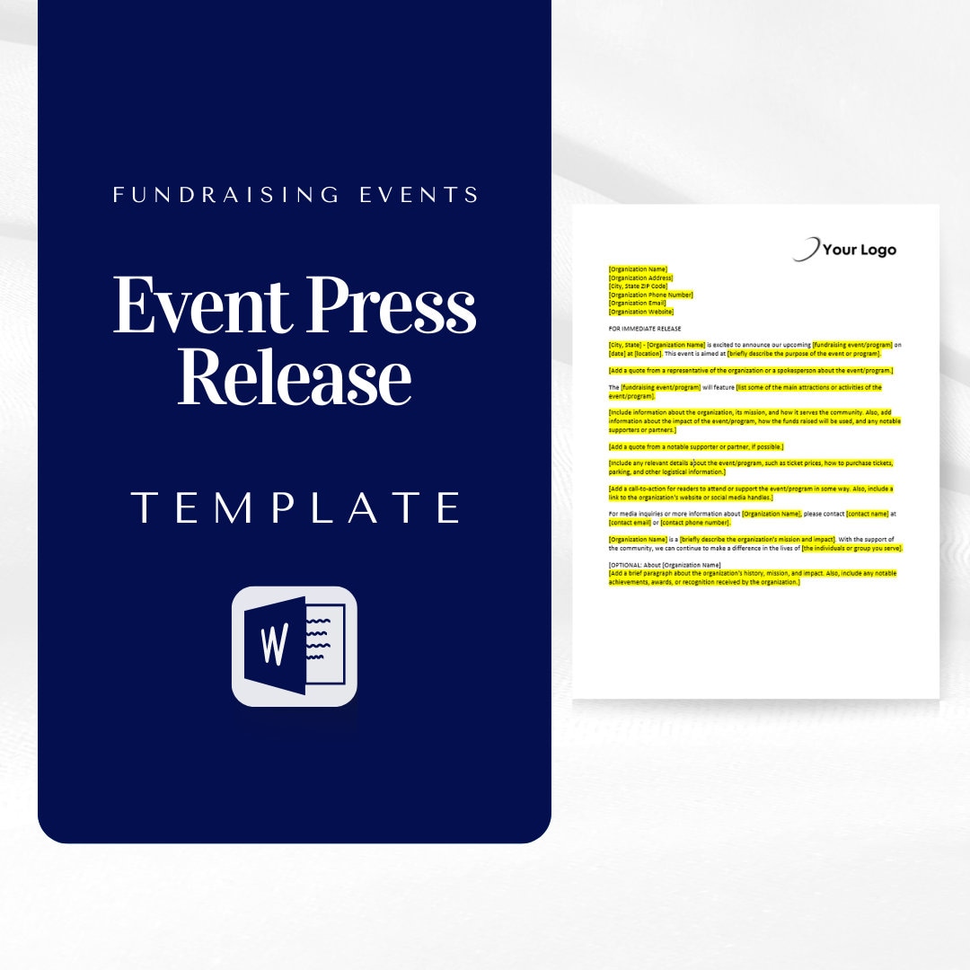 Nonprofit Fundraising Event Press Release Template - Etsy