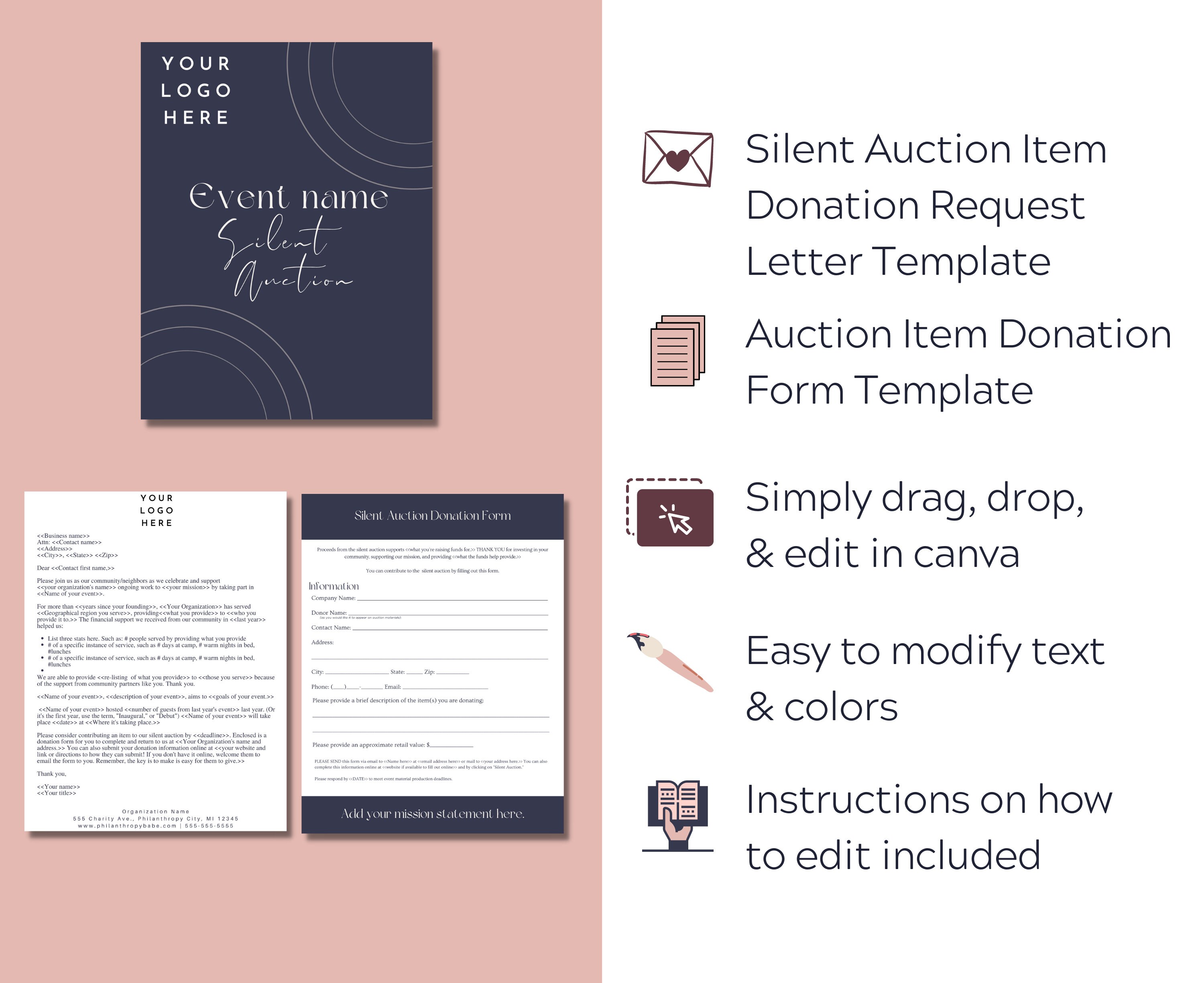 Auction Item Donation Request Letter Template: Nonprofit Fundraising (PDF) - Etsy