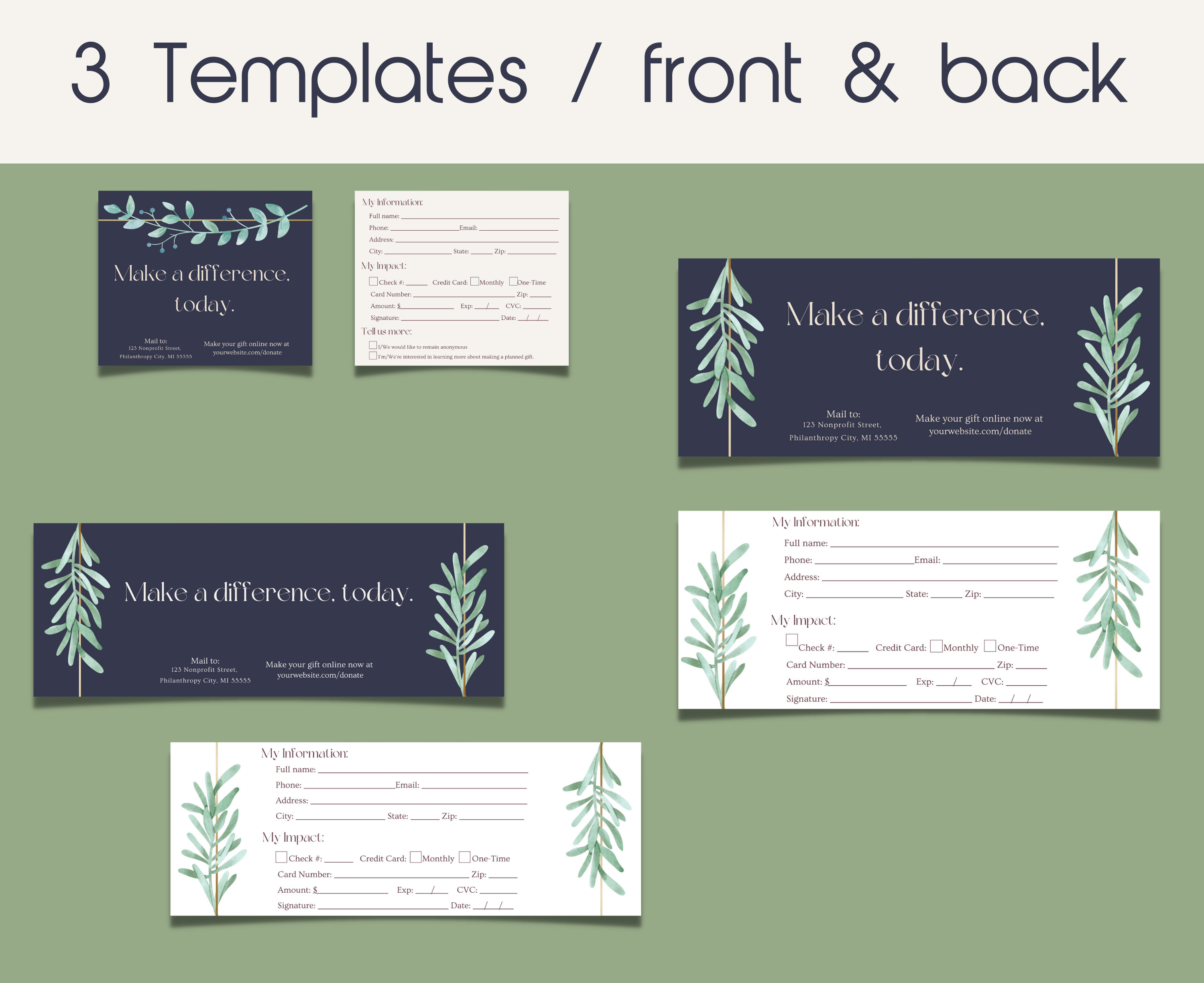 Donation Response Card | Three Styles | Editable and Customizable in ...