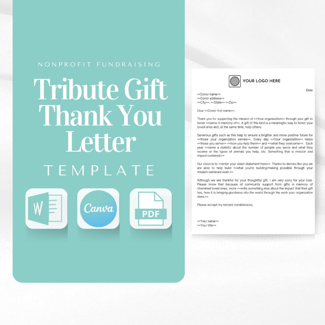 Tribute Gift Thank You Letters | in Memory of | in Honor of | Memorial ...