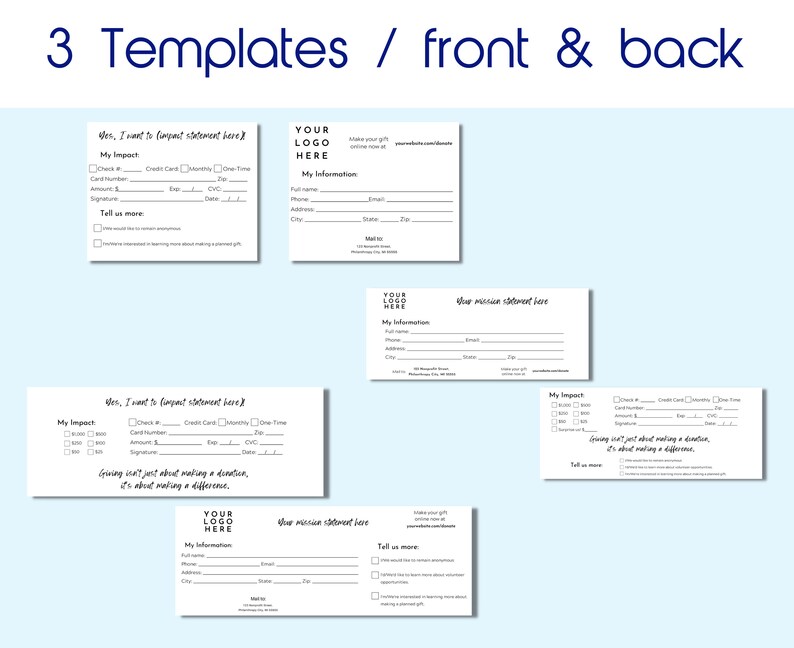Donation Response Card | Three Styles | Editable and Customizable in ...